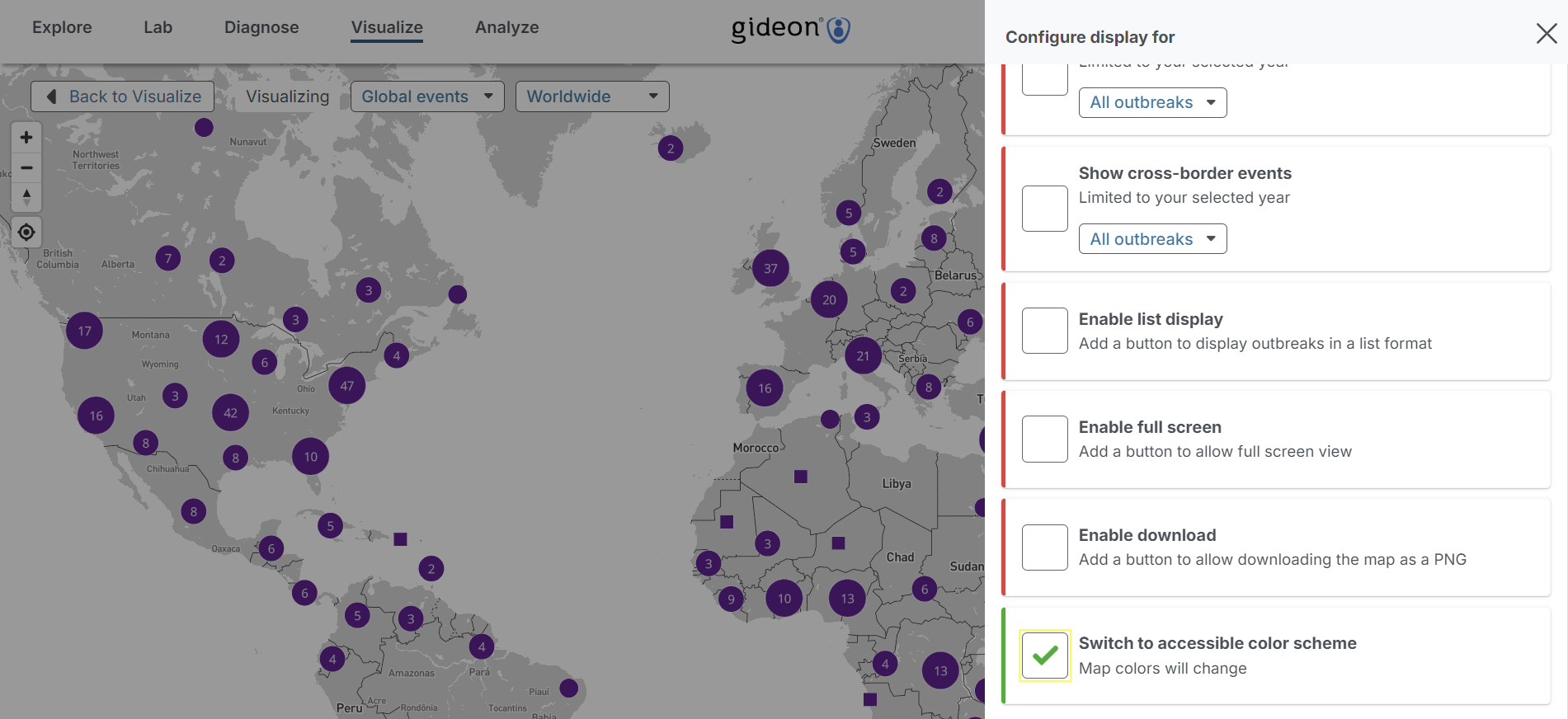 How to activate accessible color schemes on interactive maps?